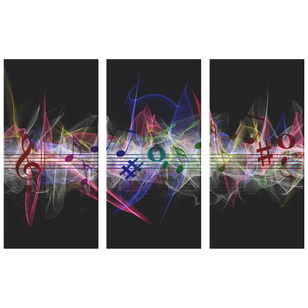 The vibration of music notes - 3 Piece Canvas gallery art - Asteria One